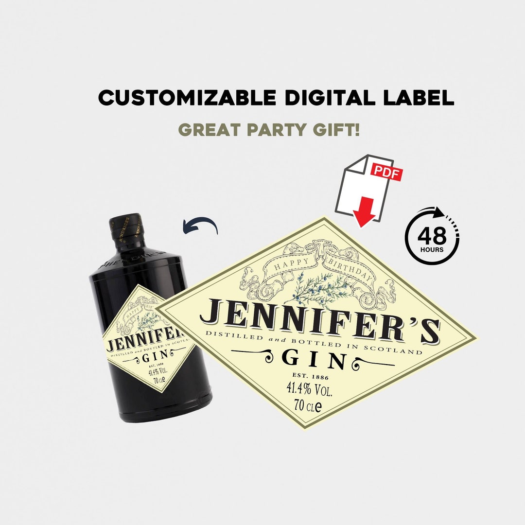 Personalized Gin Digital Label DIGITAL LABEL ONLY Any Name and Short ...