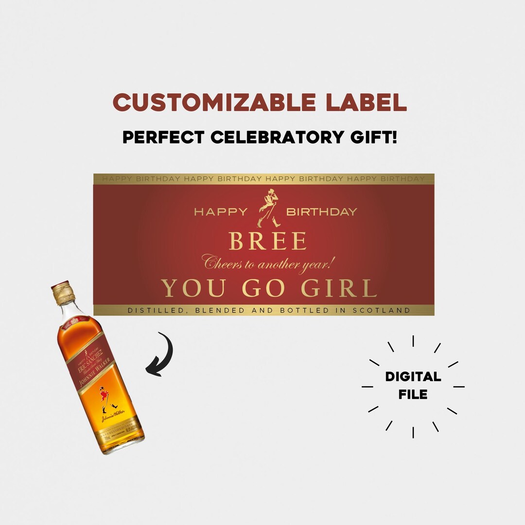 Personalised Scotch Whisky Red Digital Label - *DIGITAL* LABEL ONLY ...