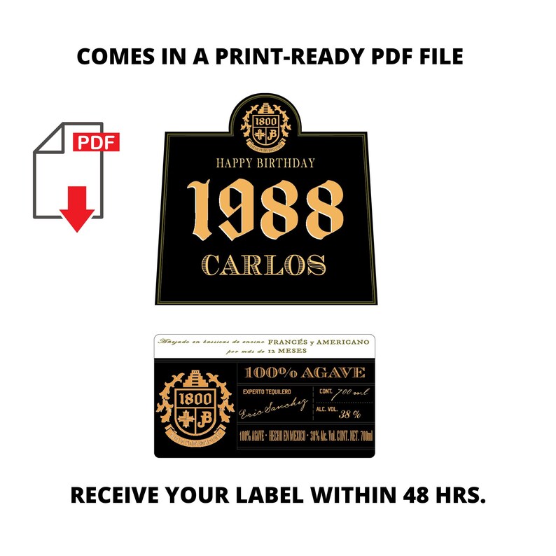 Personalised Tequila Agave Digital Label DIGITAL LABEL - Etsy