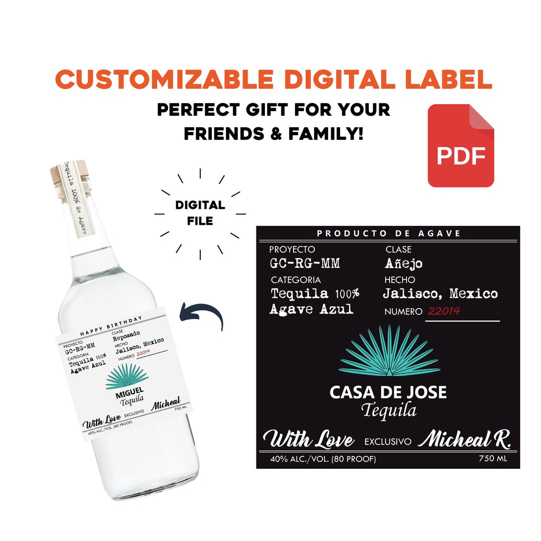 Personalised Tequila Digital Label - *DIGITAL* LABEL ONLY - Perfect ...