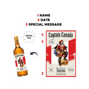 Personalised Captain Morgan Bottle Label With Canadian Flag - *DIGITAL ...