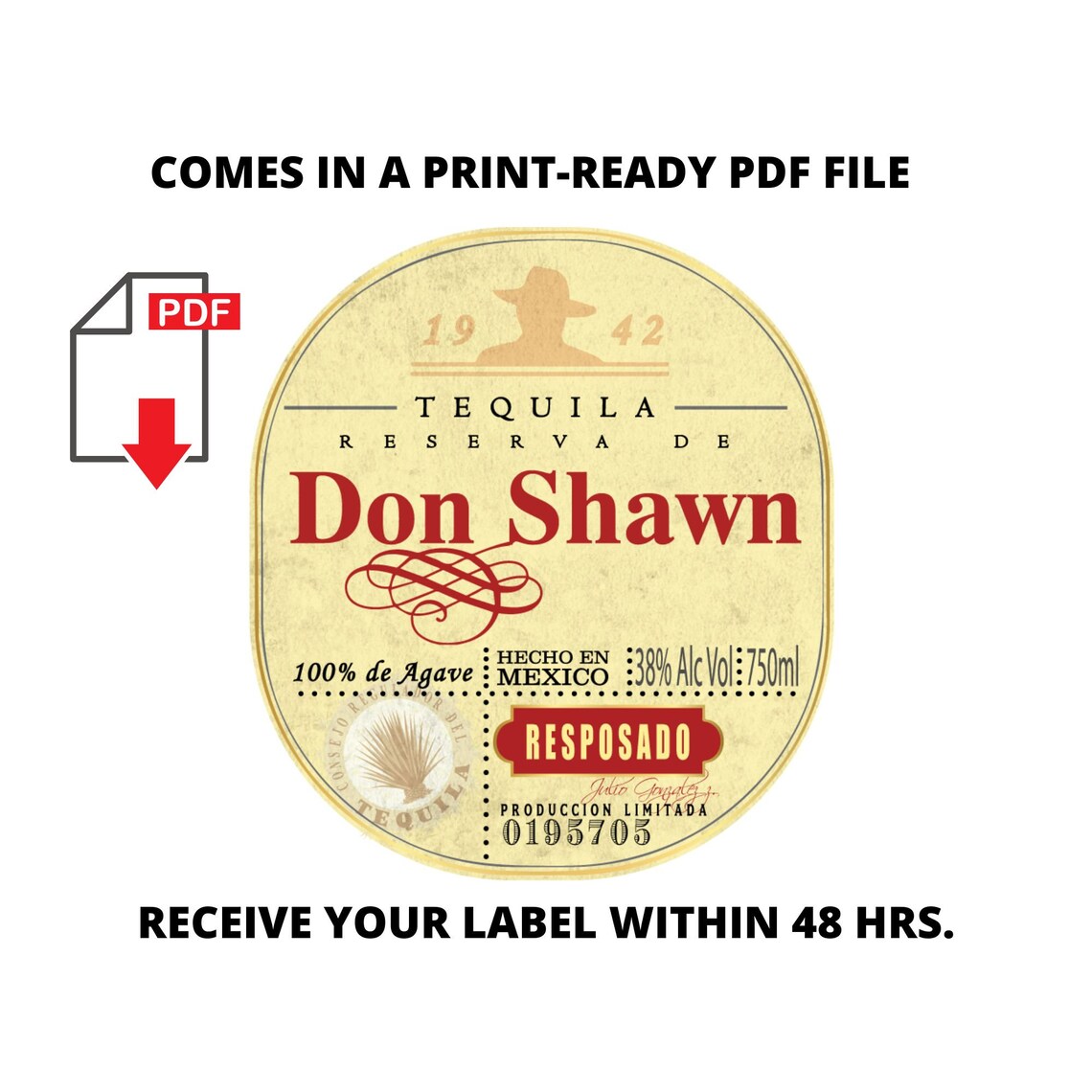 Personalised Tequila Digital Label - *DIGITAL* LABEL ONLY - Perfect ...