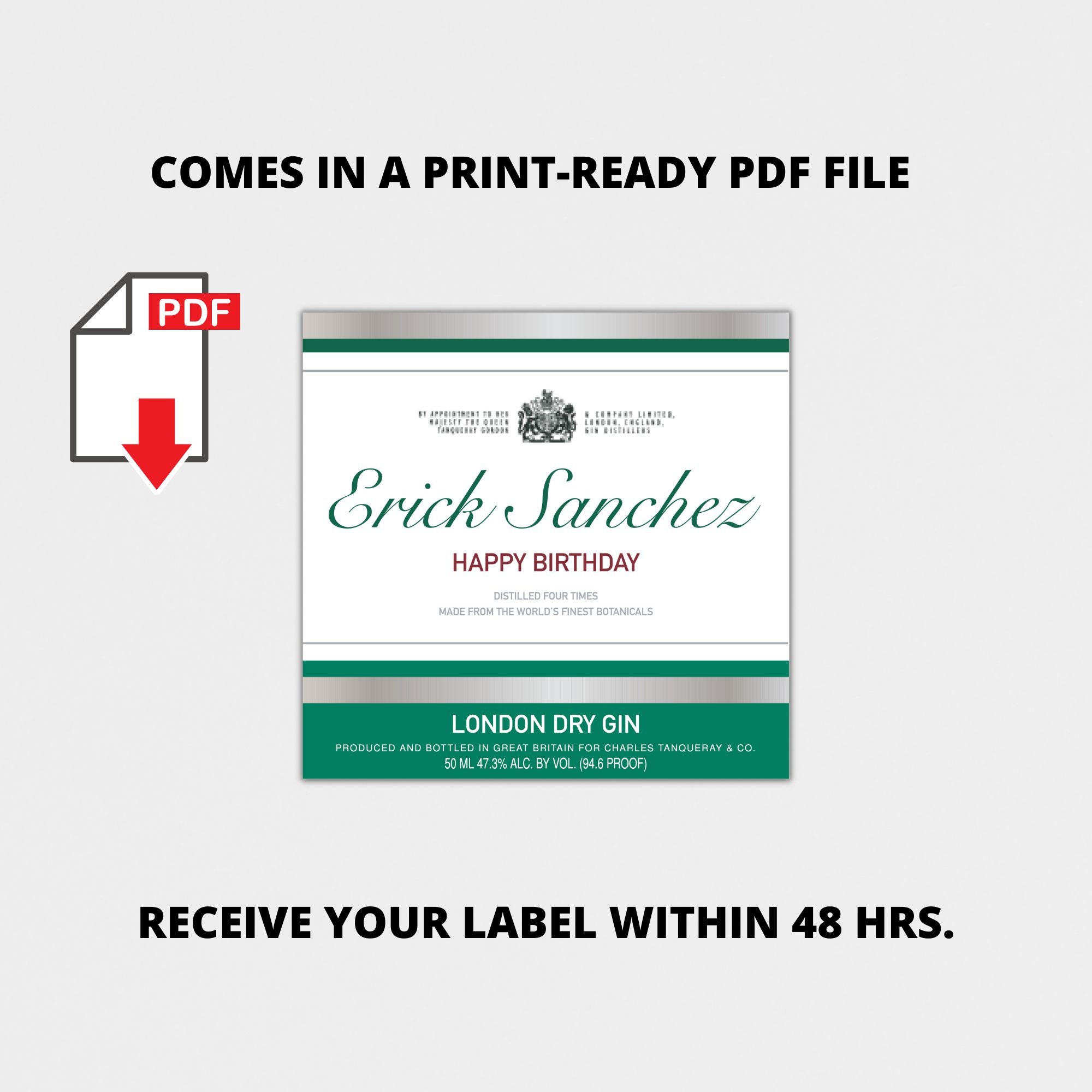 Personalised Gin Digital Label - *DIGITAL* LABEL ONLY - Any Name and ...