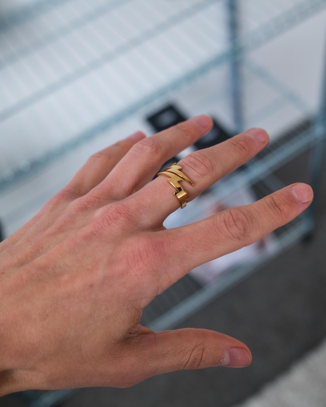 Lightning Bolt Ring in Gold Crafted From Steel and 18k Gold - Dainty ...