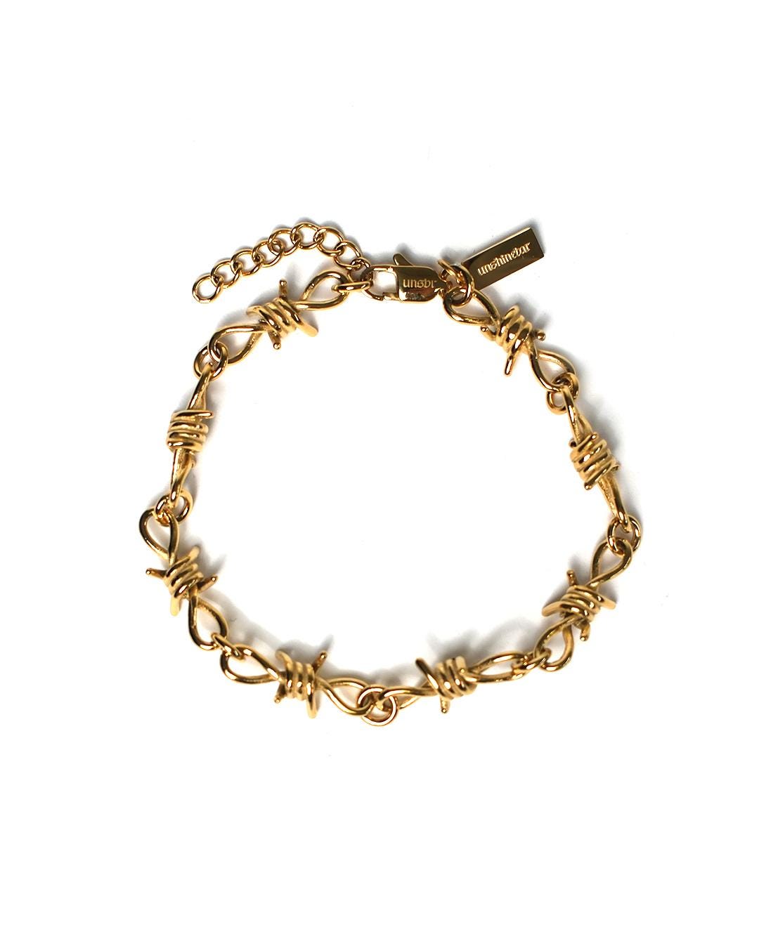 Dainty Barbed Wire Bracelet in Gold Crafted From Steel With 18k Gold ...