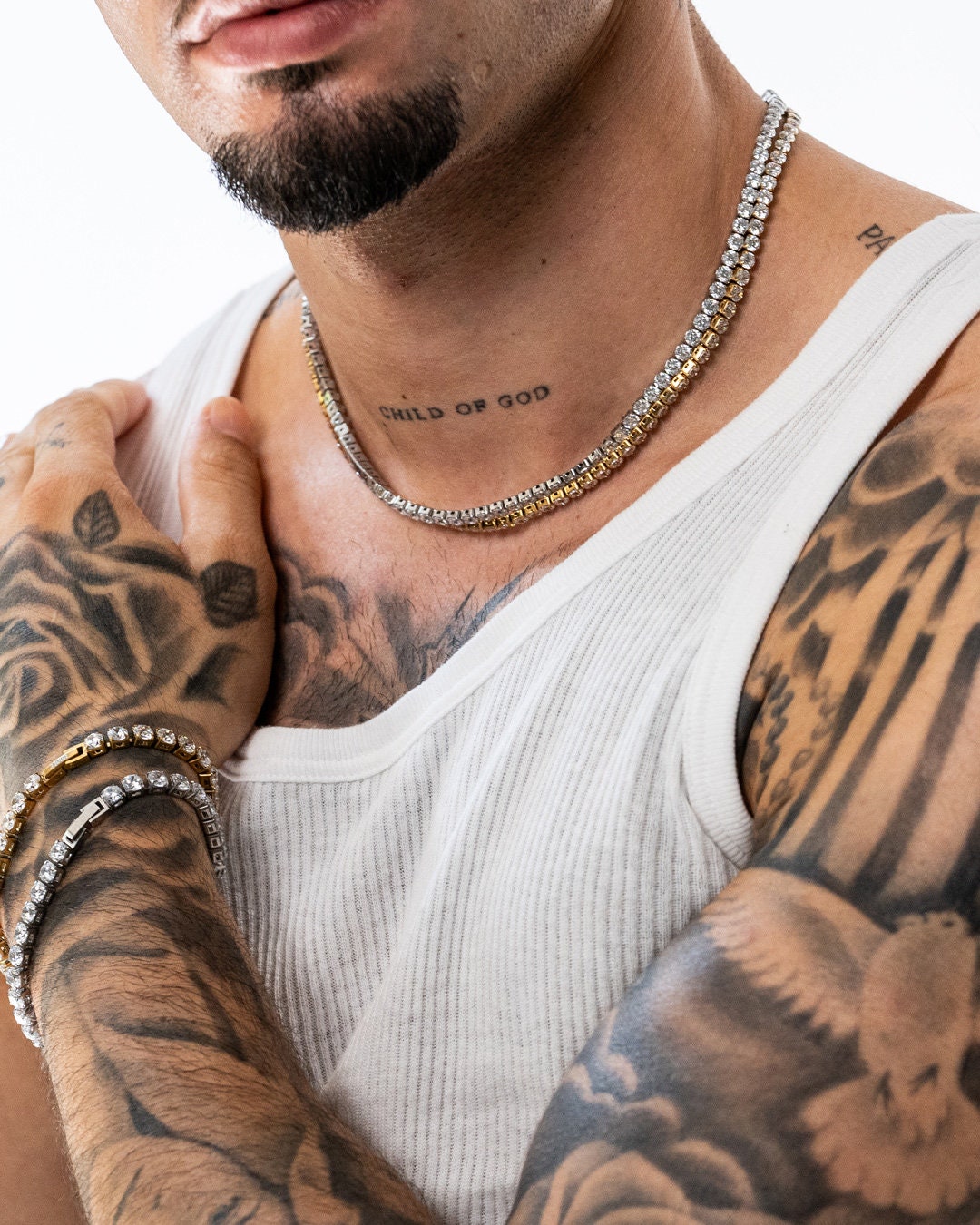 Tennis Chains in Silver or Gold Crafted From Stainless Steel & 18k Gold ...