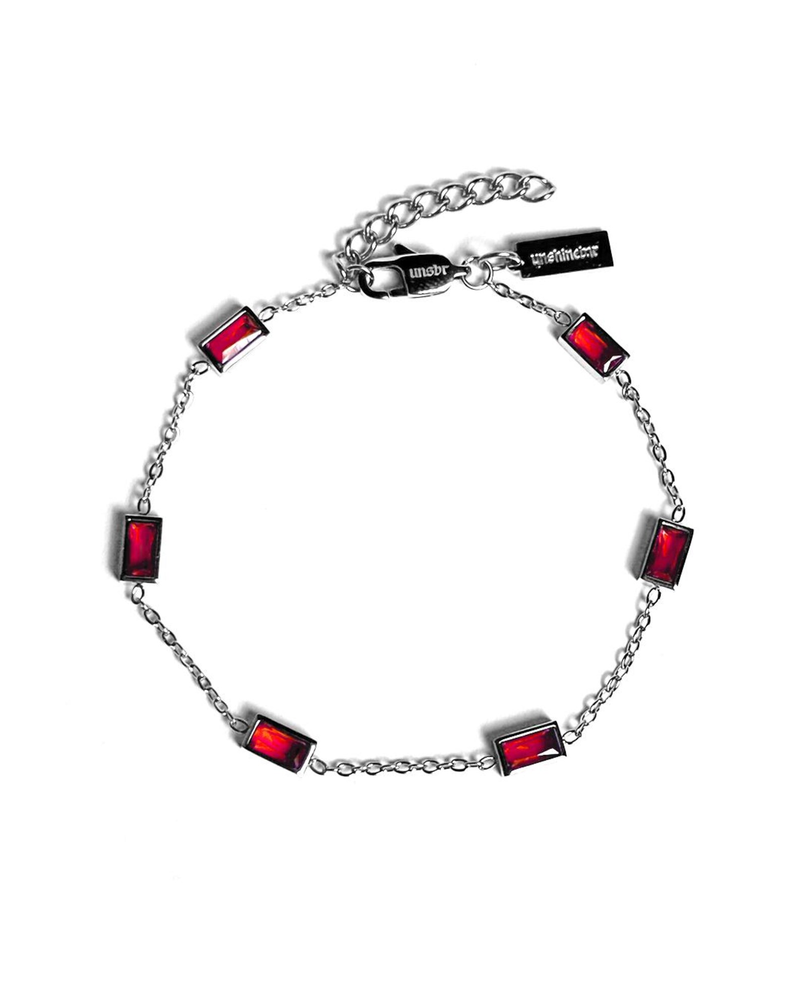 Dainty Silver Gemstone Bracelets in Emerald Green and Red Crafted From ...