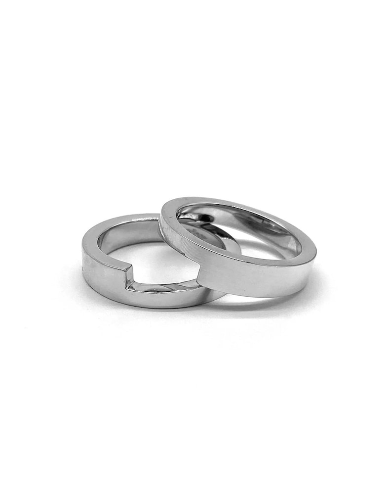 Interlocking Ring Couple Ring Crafted From 316L Stainless Steel and 18k ...