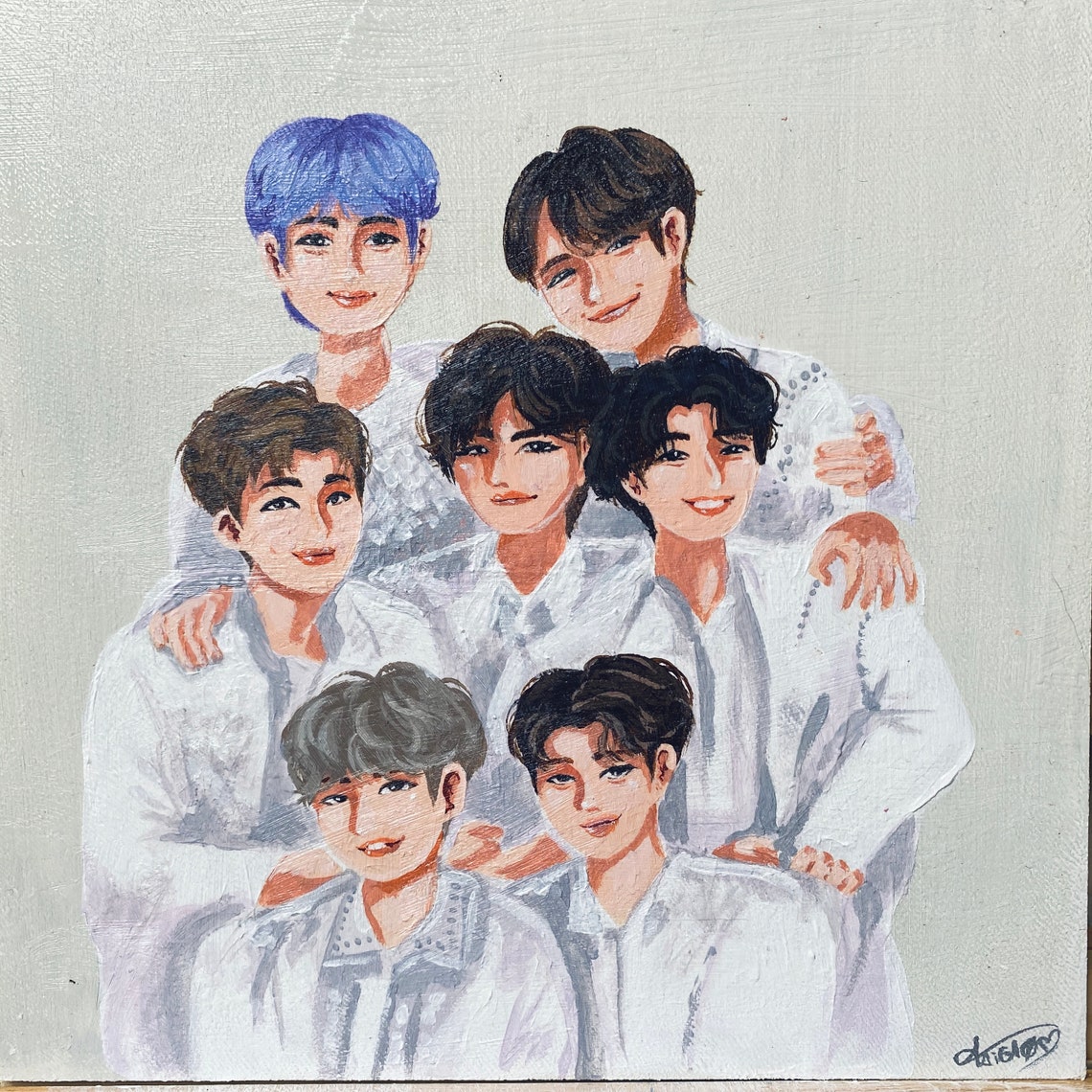 Acrylic painting on wood BTS Bangtan with Namjoon Seokjin | Etsy
