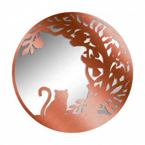 Metal Round Cat Silhouette Mirror Black Bronze Hand - Etsy UK