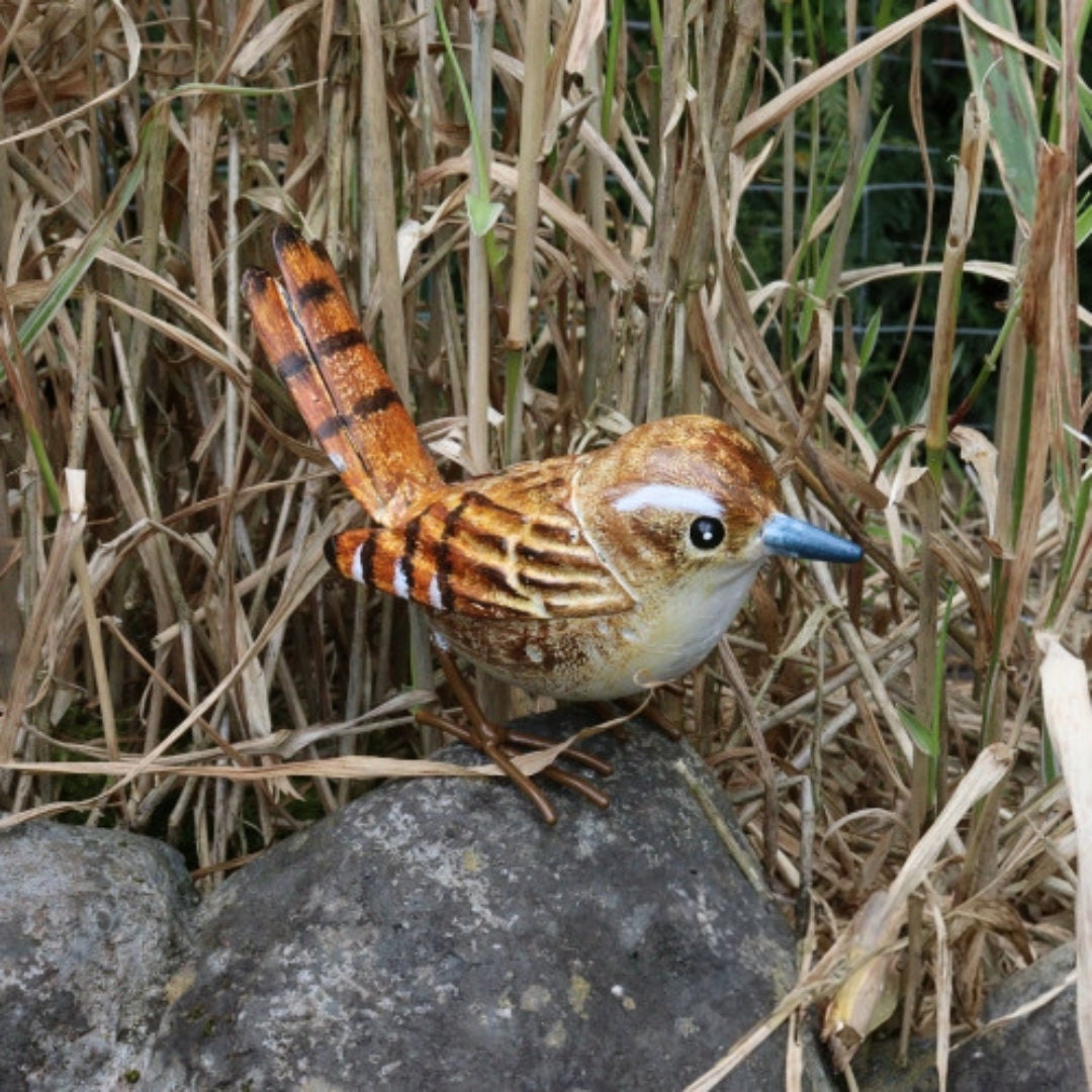 Small Metal Wren Garden Sculpture - Charming Outdoor Bird Decoration ...