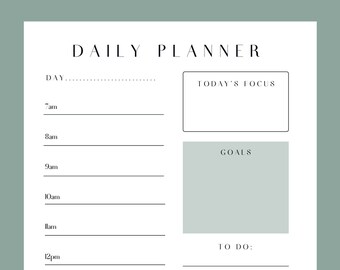 Editable White Gray Minimalist Simple Daily Planner, Editable Daily ...