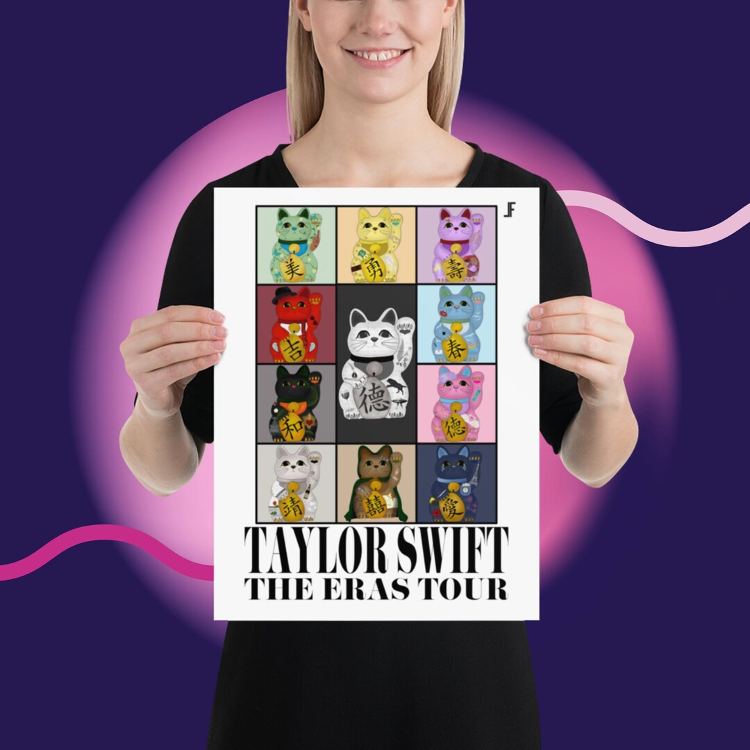 The Eras Cat Collection Tour Poster Print #2 - Taylor Swift Lucky Cat ...