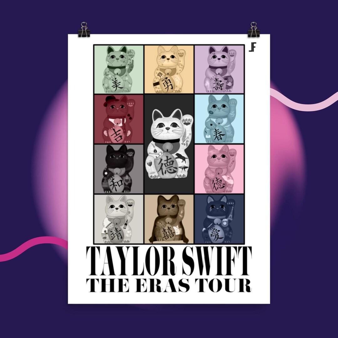 The Eras Cat Collection Tour Poster Print 1 Taylor Swift Lucky Cat - Etsy