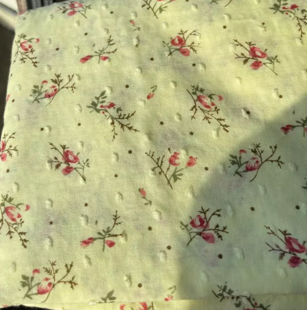 Swiss Dot Cotton Fabric | Floral Fabric | Flower Print Fabric | Raised ...