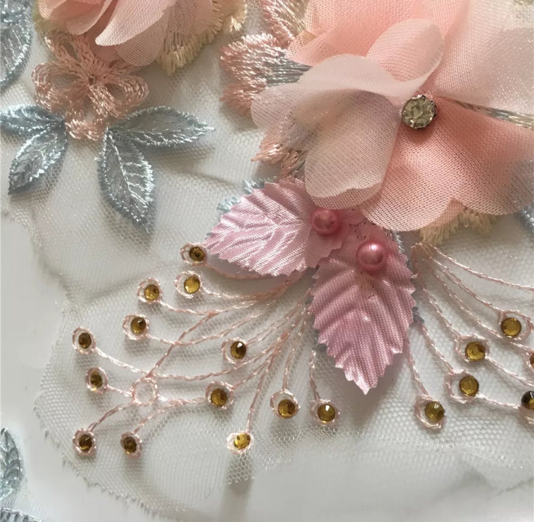 3D Flower Lace Embroidered Applique Floral Fabric Applique - Etsy