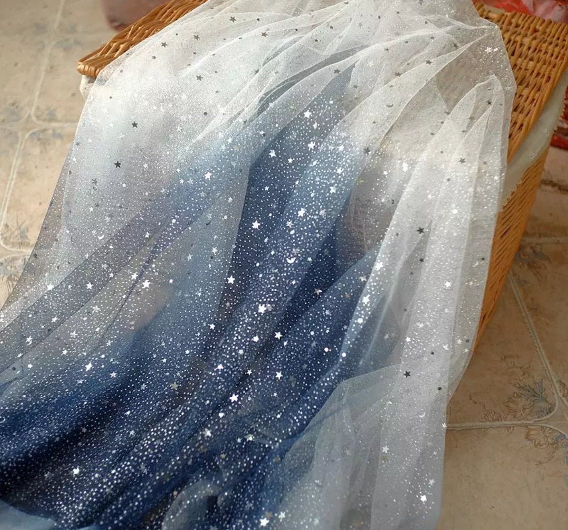 1.6 Yard Ombre Shiny Star Printed Tulle Fabric Ombre Tulle | Etsy