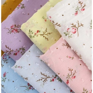 Swiss Dot Cotton Fabric | Floral Fabric | Flower Print Fabric | Raised ...