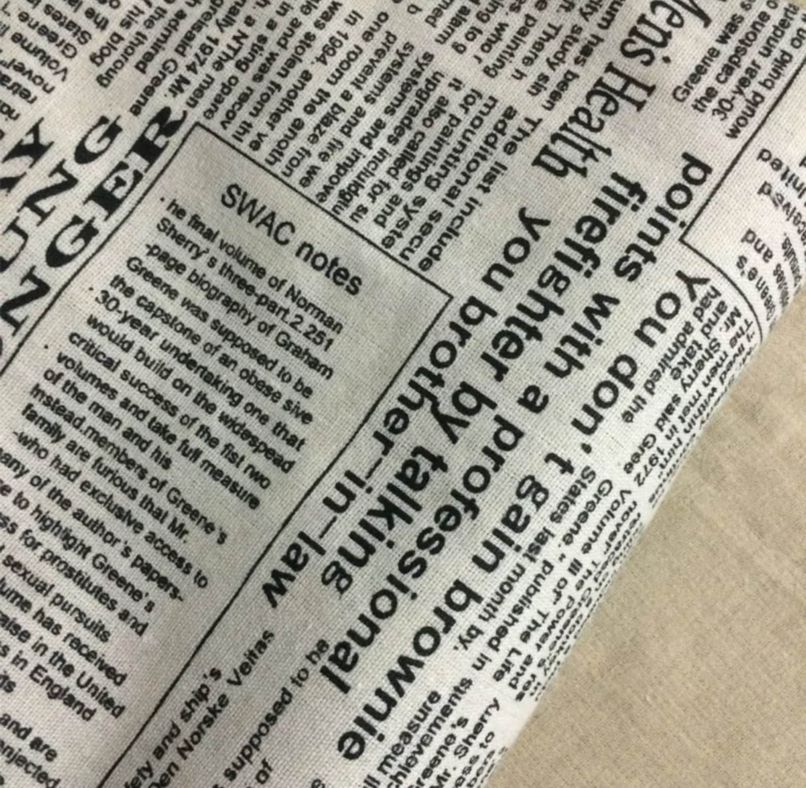 Retro, Vintage Newspaper Fabric | Cotton Fabric | Newspaper Print ...