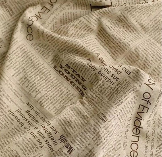 Retro Vintage Newspaper Fabric Cotton Fabric Newspaper - Etsy