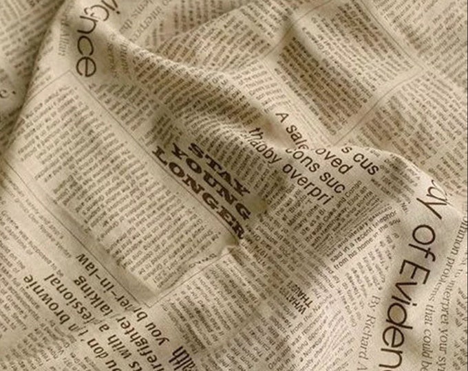 Retro, Vintage Newspaper Fabric Cotton Fabric Newspaper Print Fabric ...