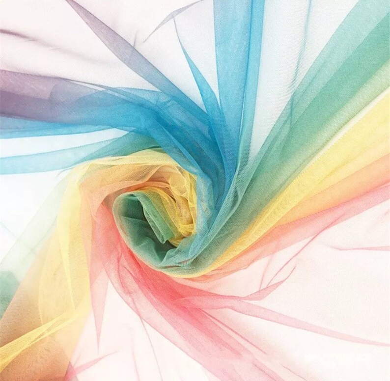 1.6 Yard Rainbow Tulle Fabric, Net Mesh Organza Fabric for Dress, Tutu ...