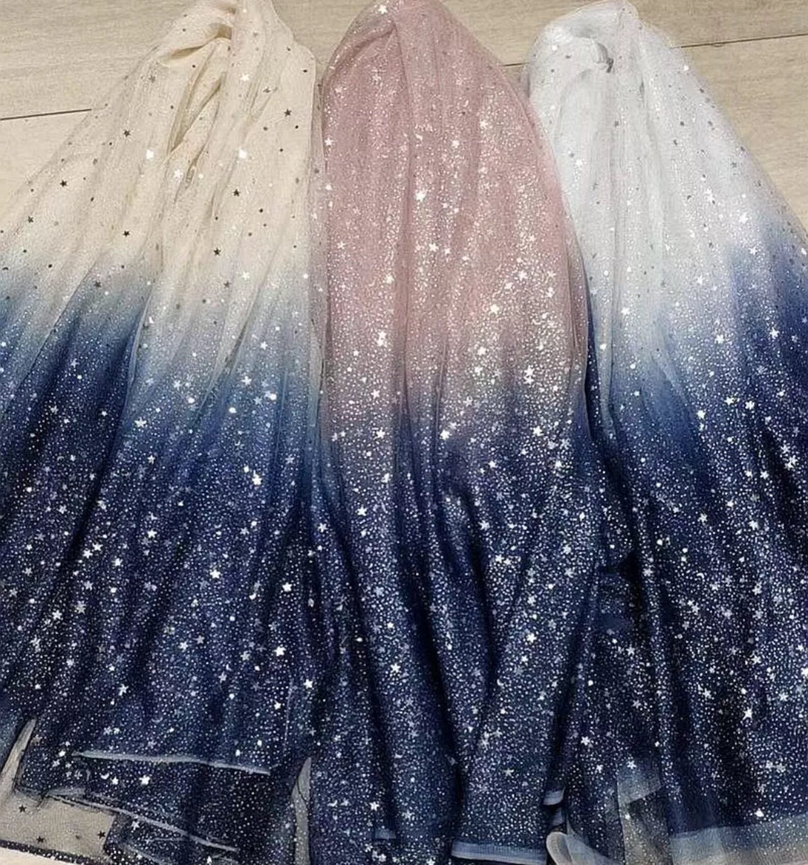 1.6 Yard Ombre Shiny Star Printed Tulle Fabric | Ombre Tulle Fabric ...
