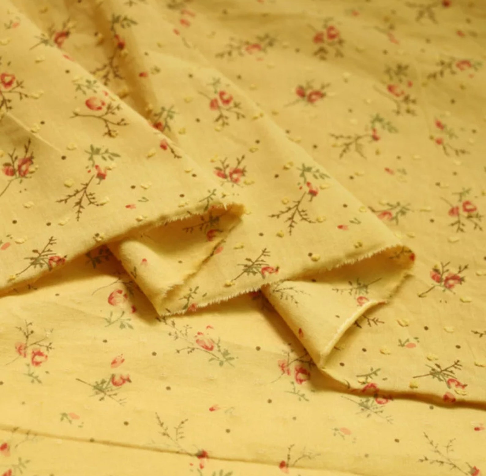Swiss Dot Cotton Fabric | Floral Fabric | Flower Print Fabric | Raised ...