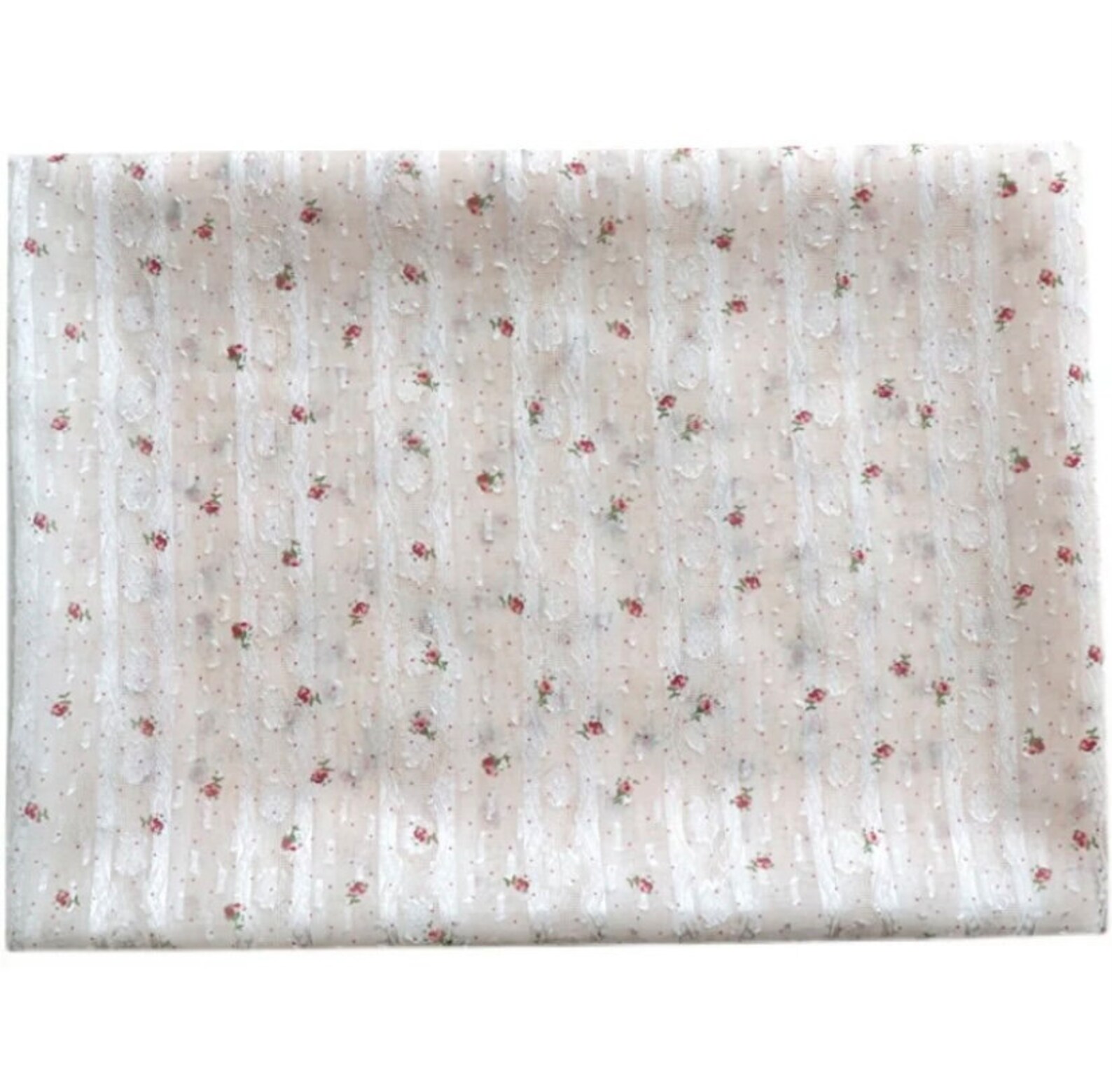 White Rose Floral Print Lace Fabric | Shimmery Fabric | Flower Sewing ...