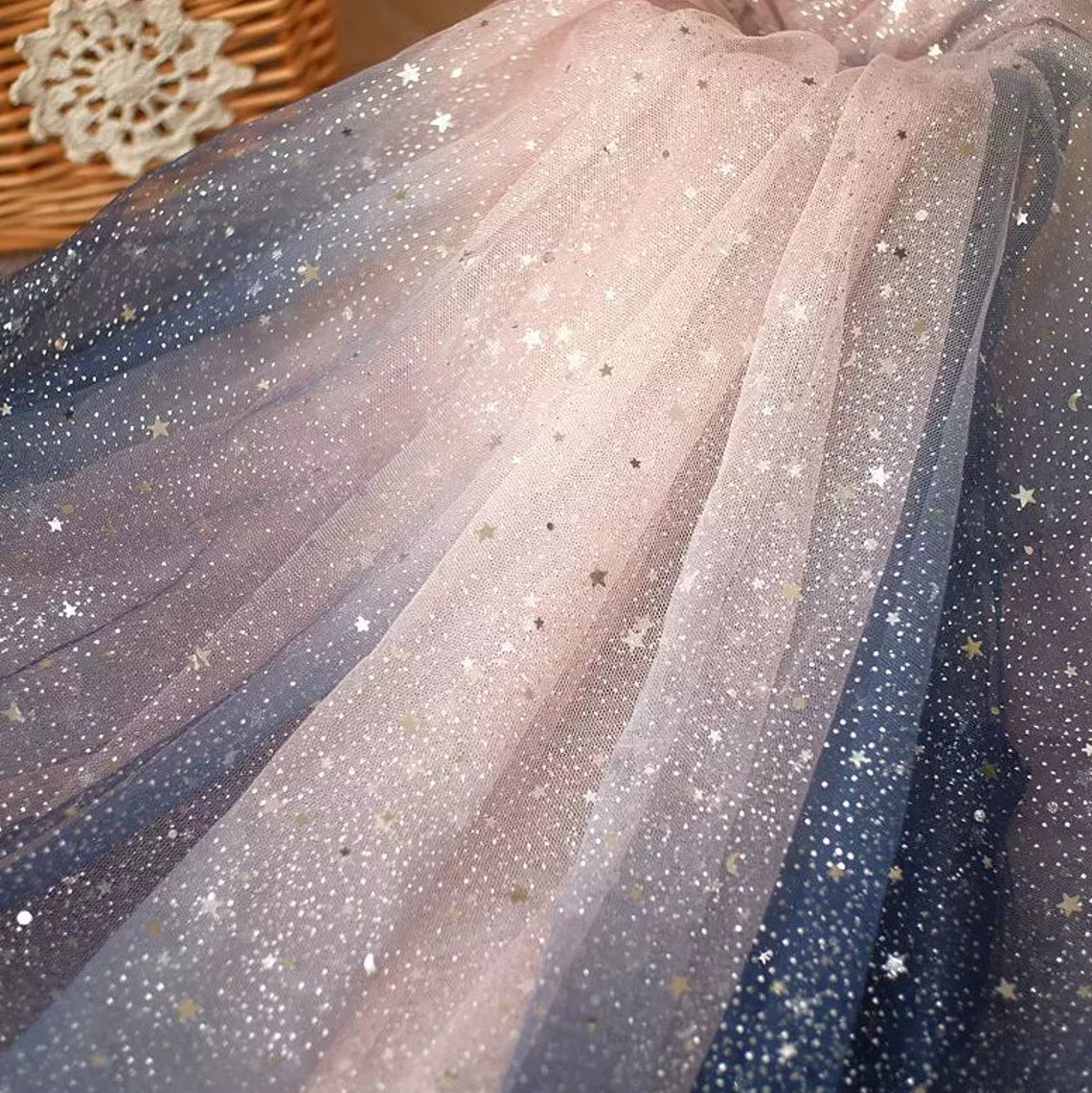 1.6 Yard Ombre Shiny Star Printed Tulle Fabric Ombre Tulle | Etsy