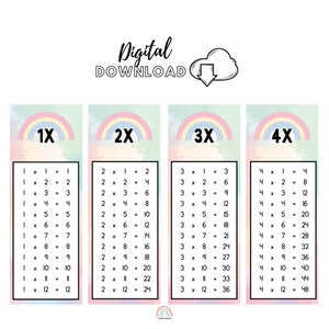 Pastel Rainbow 1-12 Times Table Multiplication Flashcards - Etsy