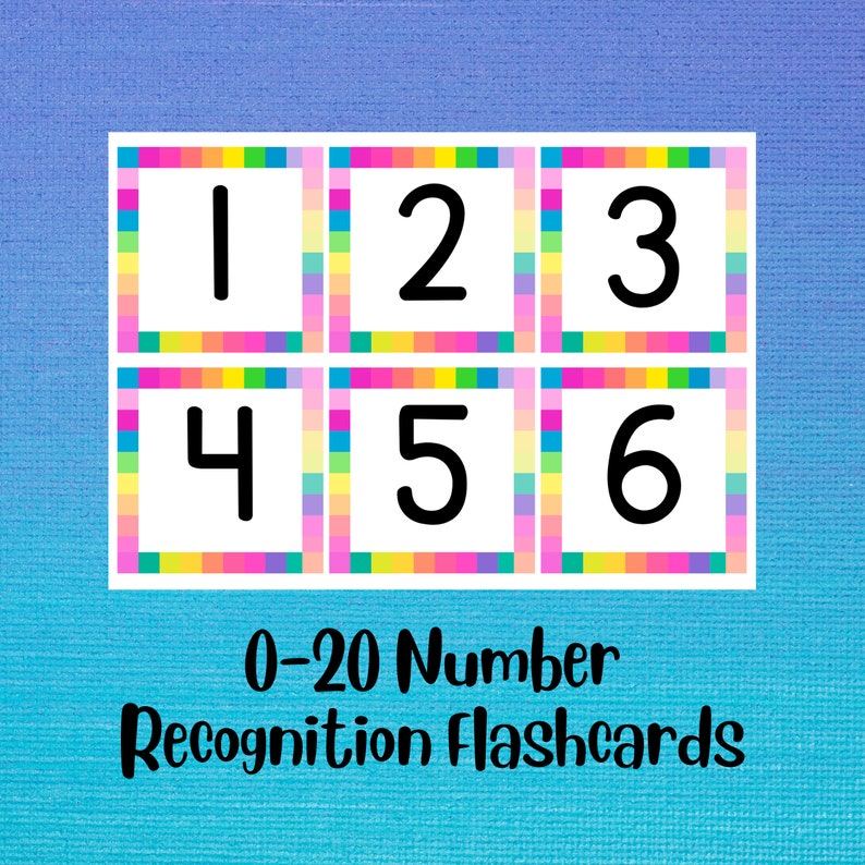 Number Recognition Flashcards 0-20 - Etsy