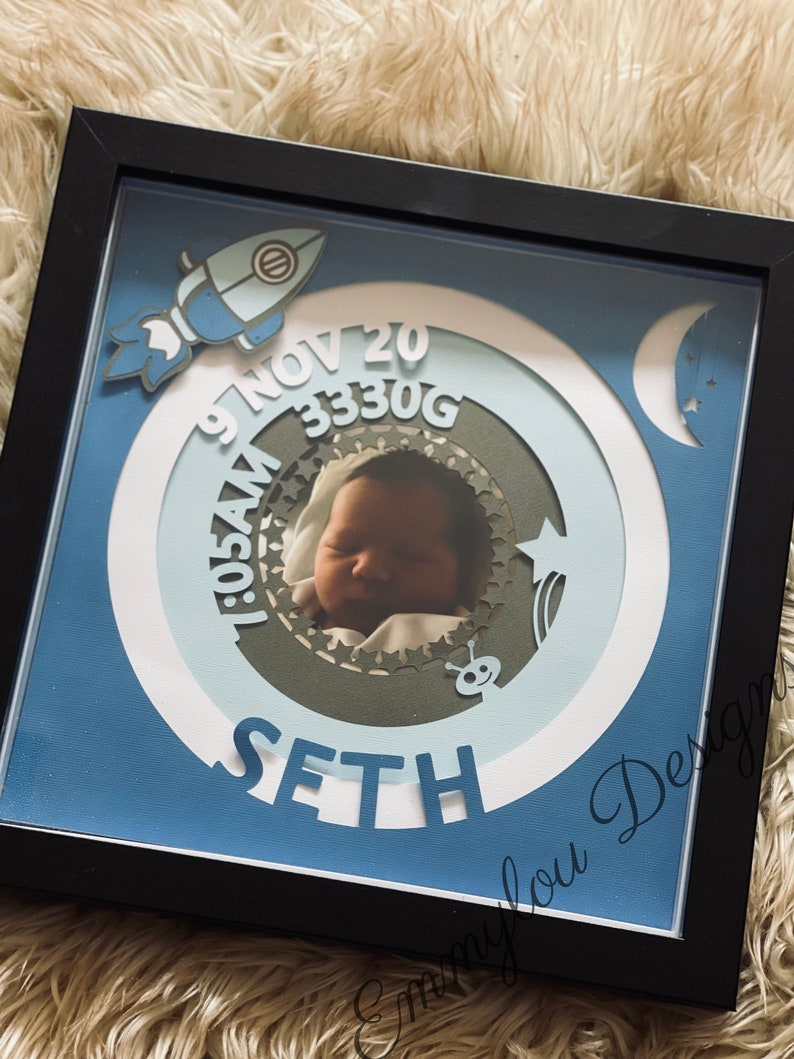 Space Baby Birth Stats/ Birth Announcement Frame/ Baby Photo - Etsy