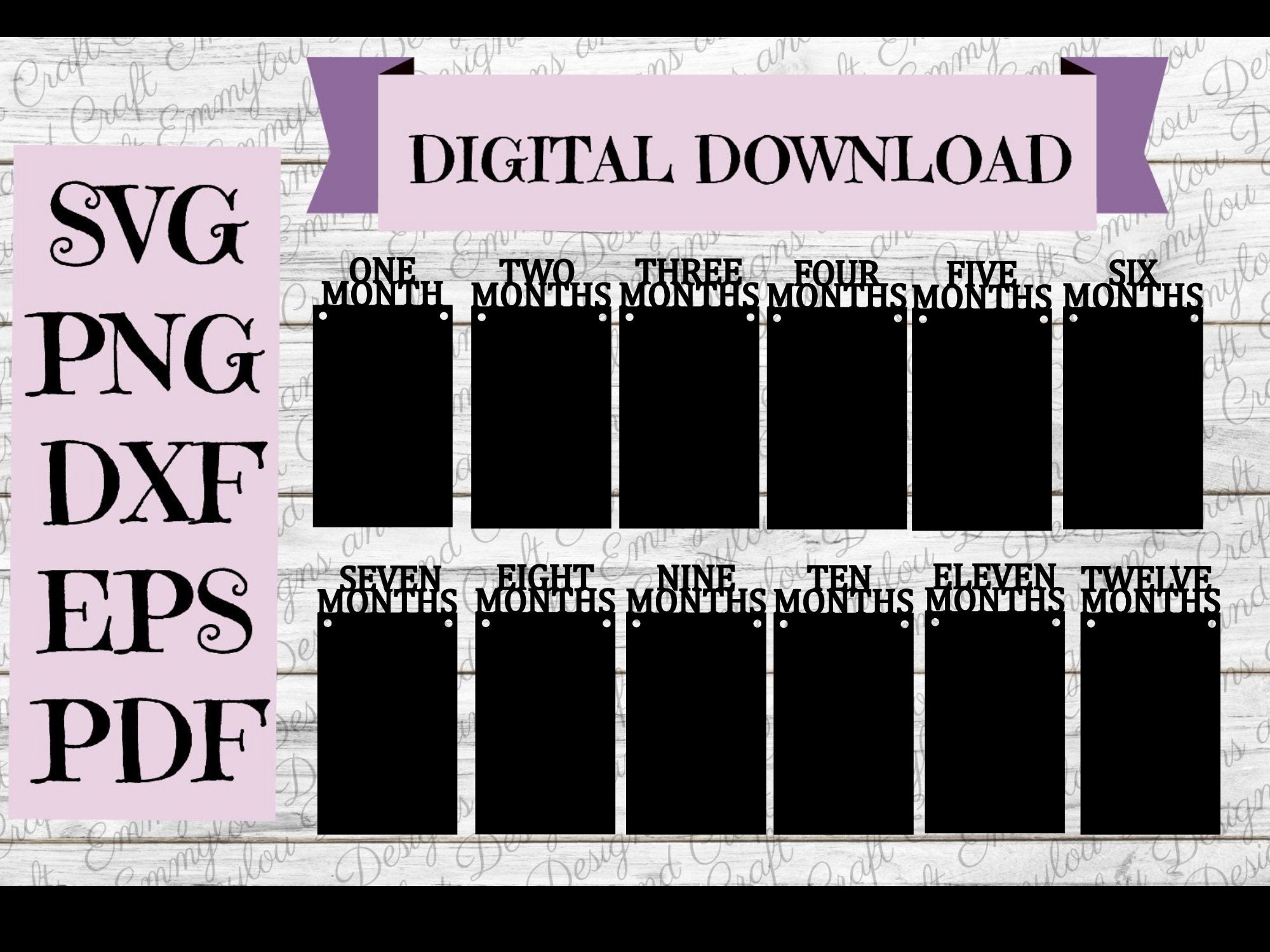 12 Month Photo Banner/ Milestone Garland - Svg, Dxf, Png, Eps, Pdf ...