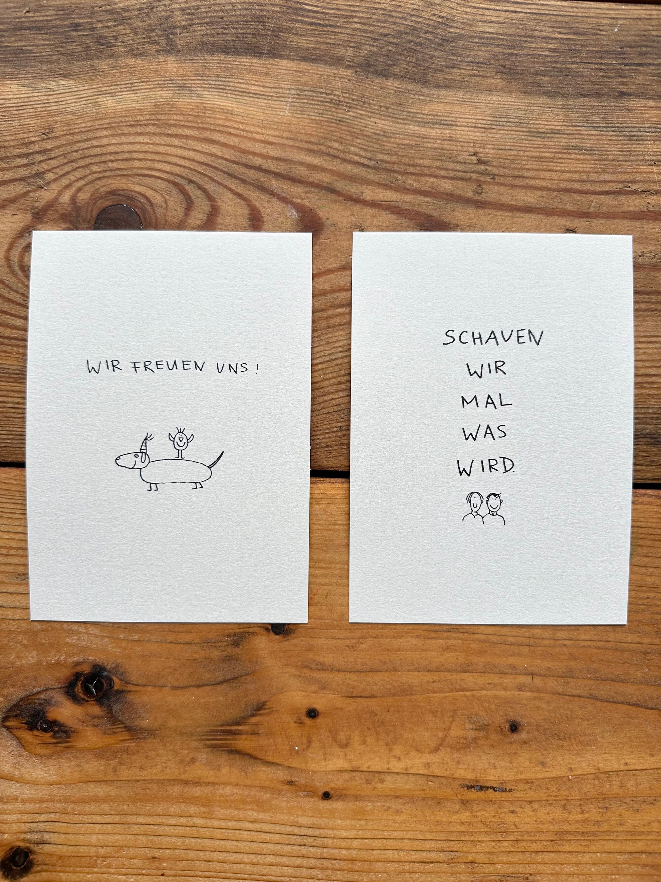 Wir freuen uns. Schauen wir mal was wird. Was wird. Postkartenset - Etsy.de