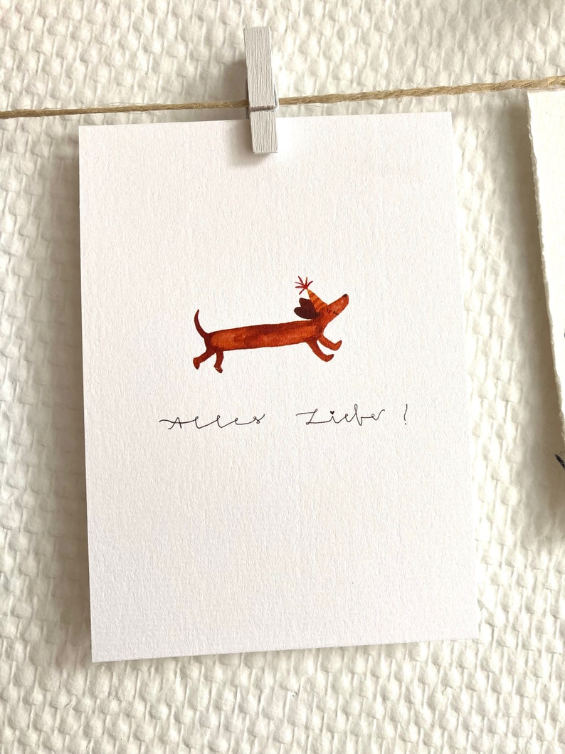 Alles Liebe, Dackelgrüße zum Geburtstag, Postkarte Dackel, Dackelliebe, Karte - Etsy.de