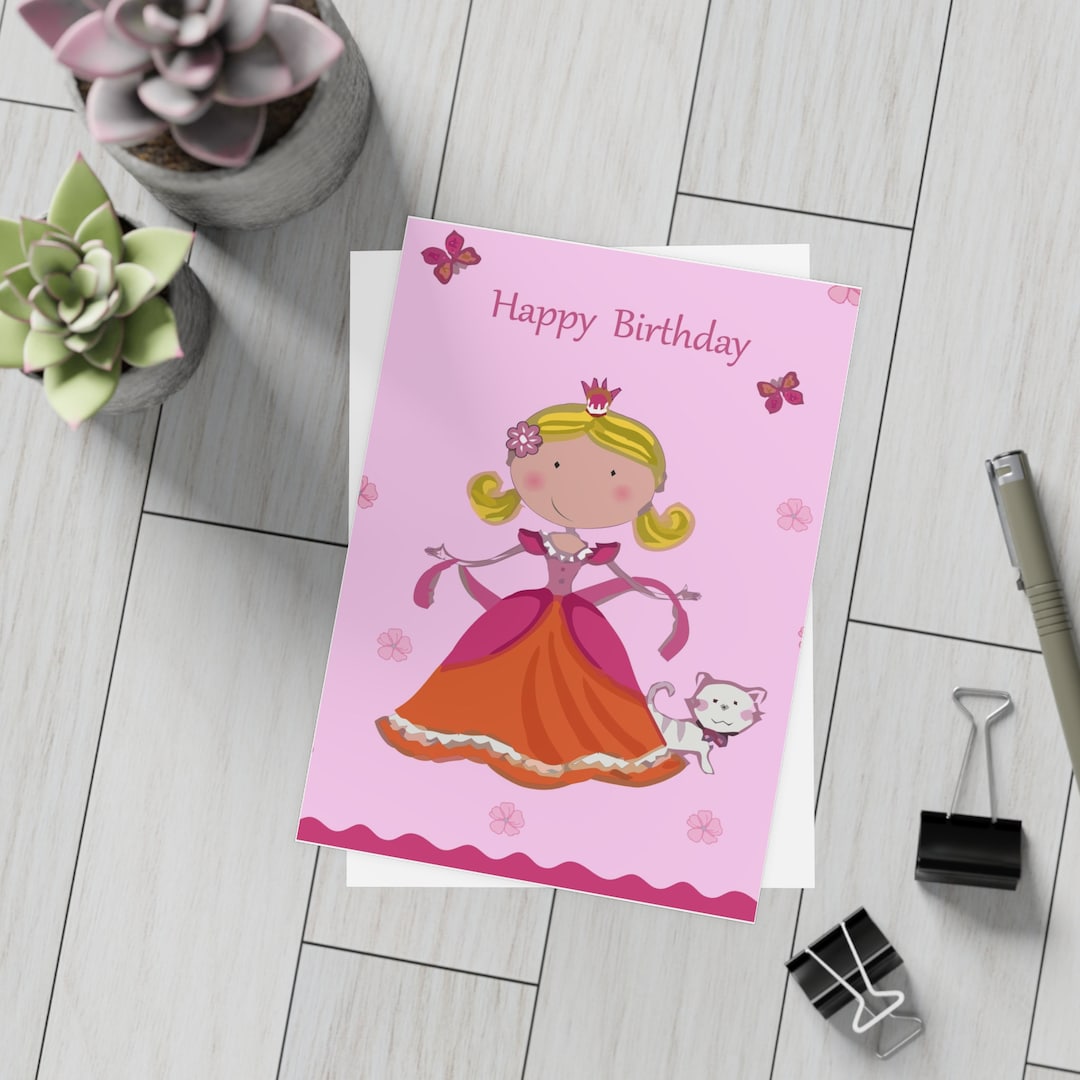 Happy Birthday Princess Printable Birthday Card Pink Birthday Etsy