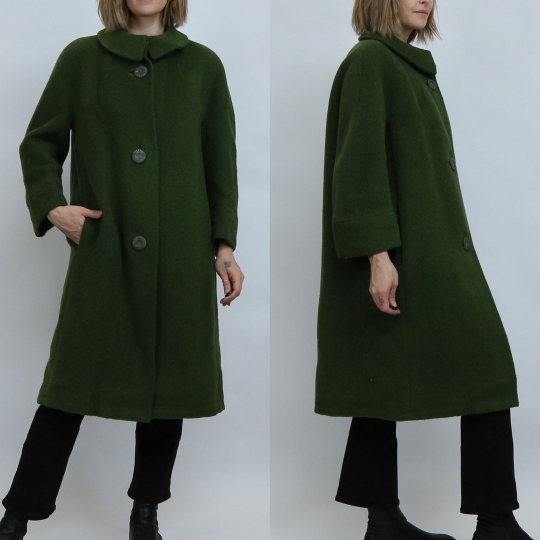 Vintage Khaki Green Overcoat Belita Made in England - Etsy