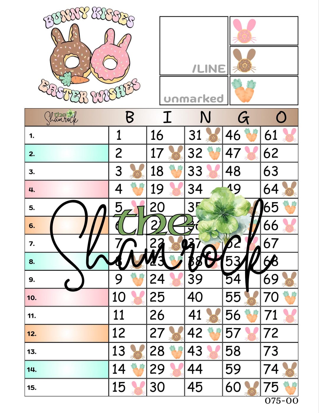 Bingo Boards | Hoppy Easter Bunny Donuts | Straight 75 | Houdini 75 ...