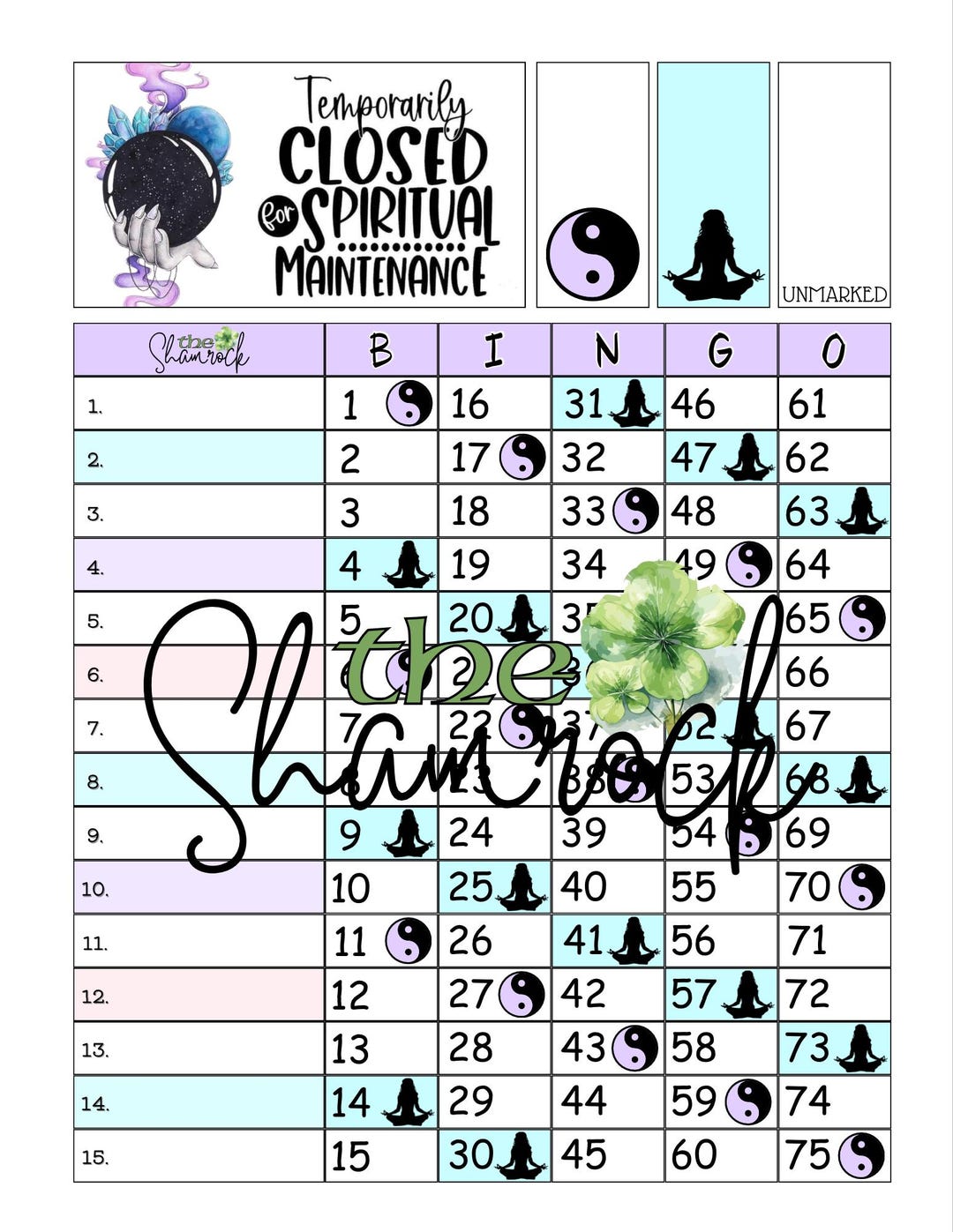 Bingo Boards | Temporarily Closed for Spiritual Maintenance | Straight ...