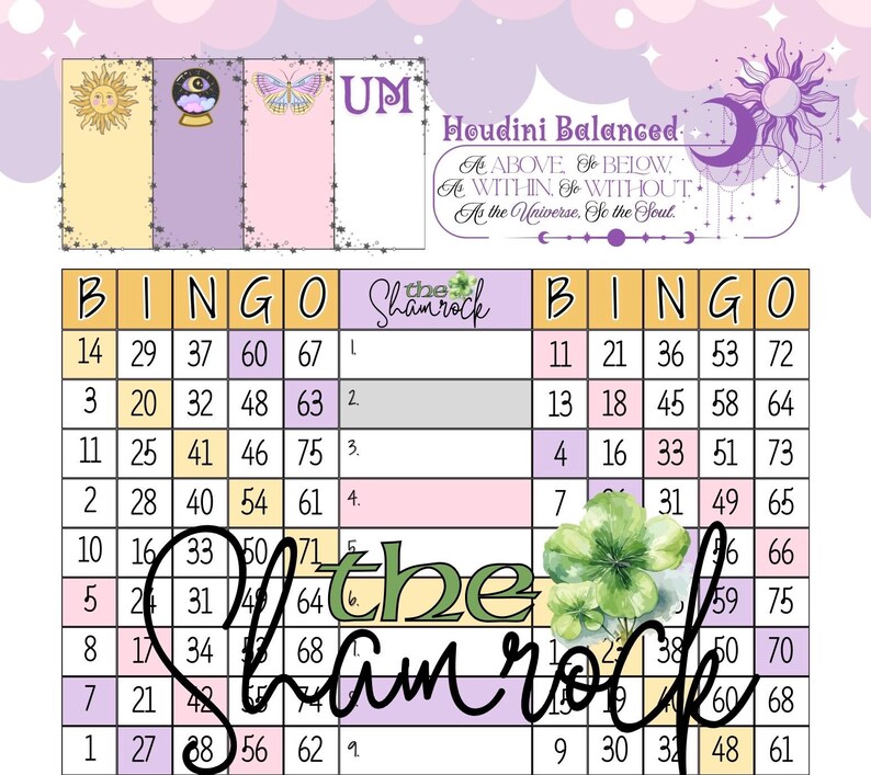Bingo Boards | as Above so Below | Double Page Houdini | - Etsy