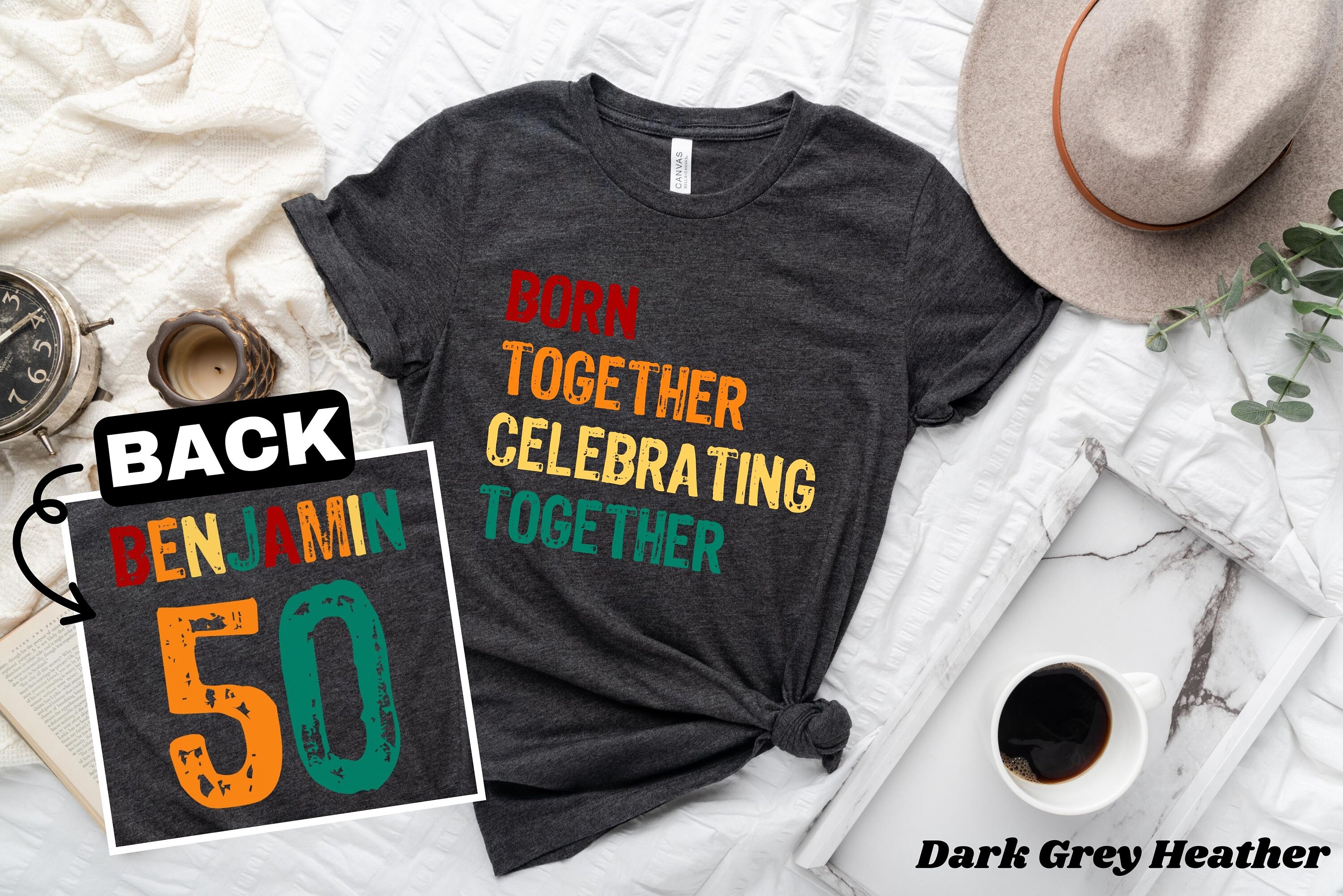 Twin 50th Birthday Shirt for Adults, Twins Matching Shirt, Custom ...