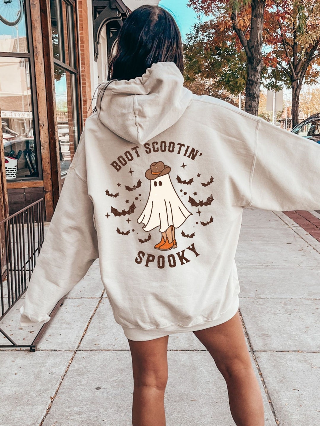 Boot Scootin Spooky Hoodie, Western Halloween Ghost Hoodie, Cowboy ...
