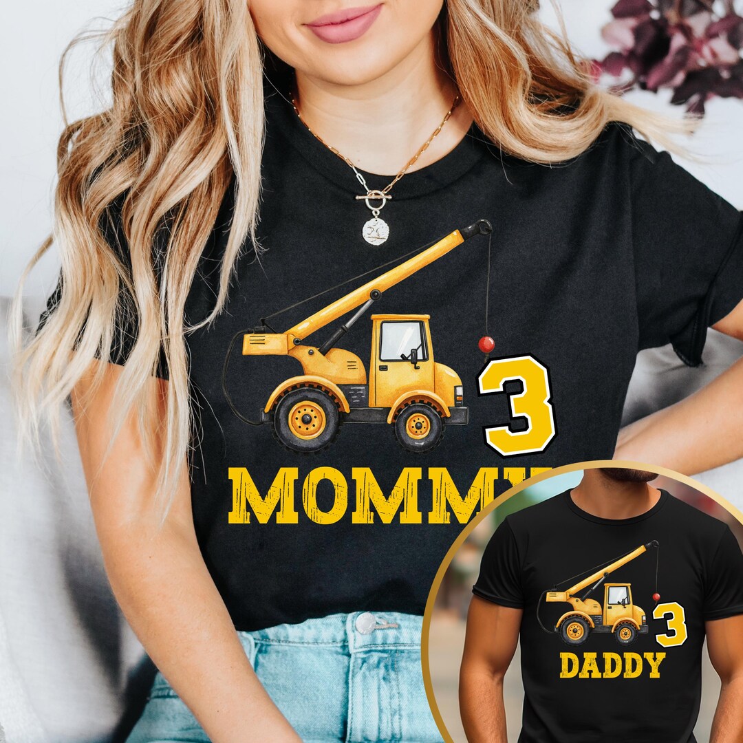 Construction Third Birthday Family Matching Shirt, Custom 3rd Birthday Party Tshirt, Dump Truck ...