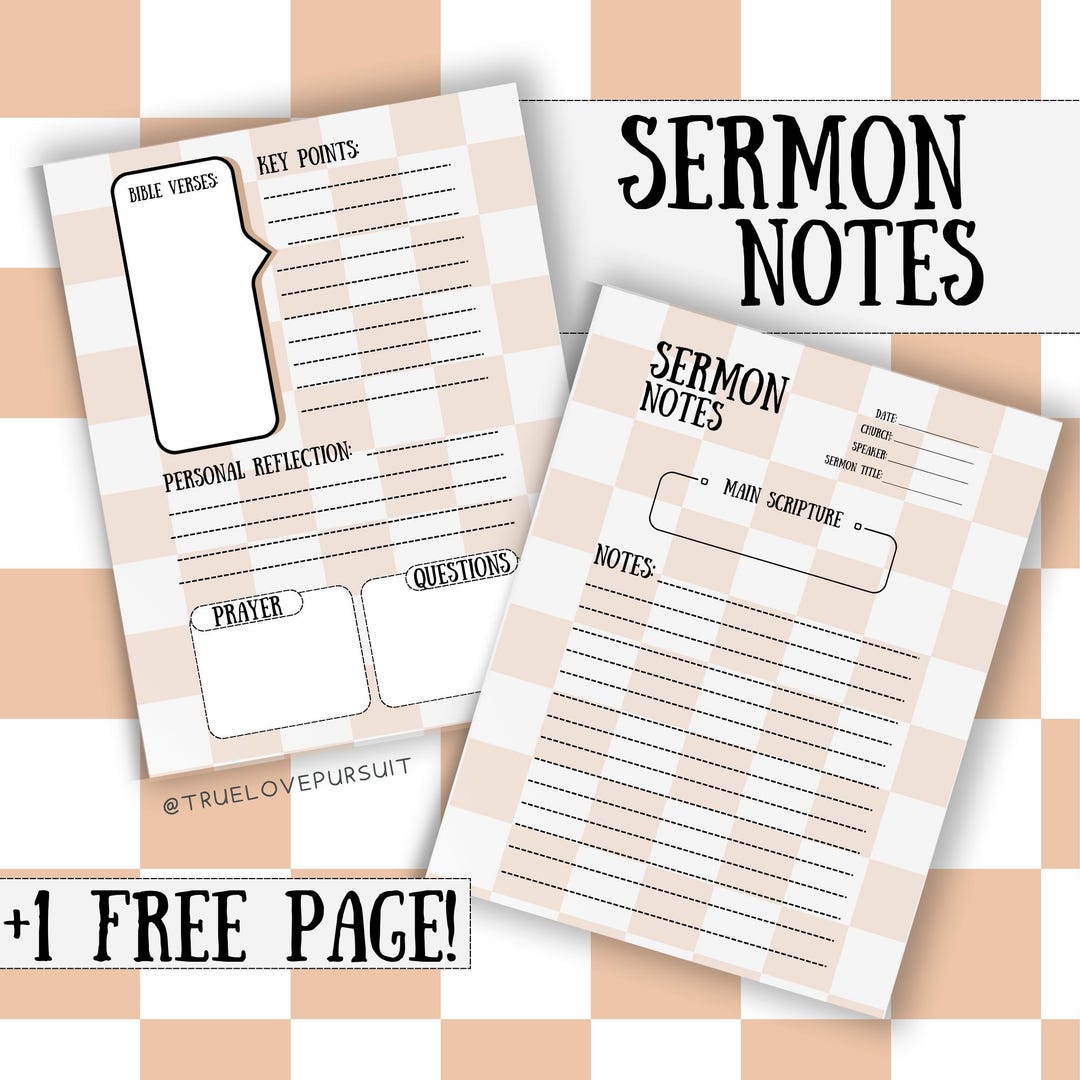 Bible Study Journal Pages - Printable Sermon Notes - Prayer Journal ...