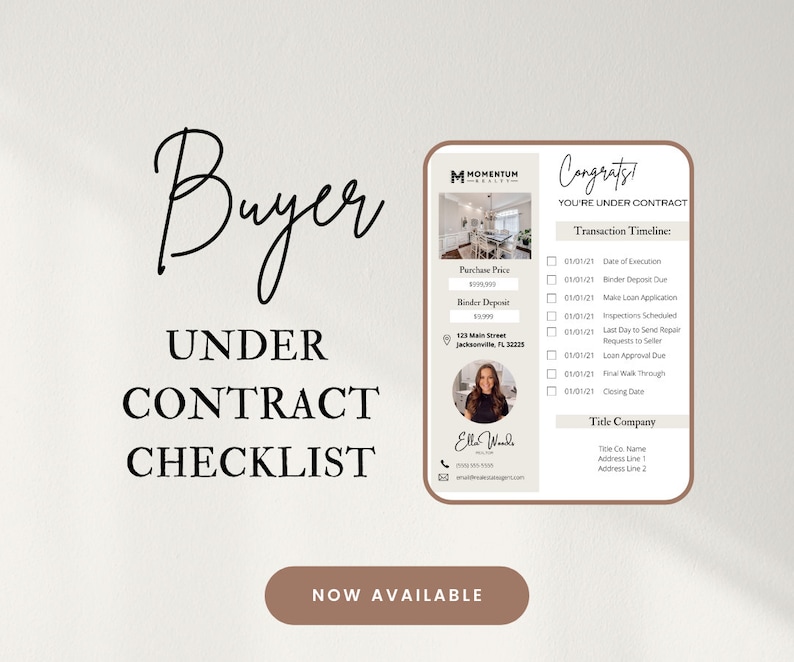 Buyer Under Contract Checklist and Timeline - Etsy