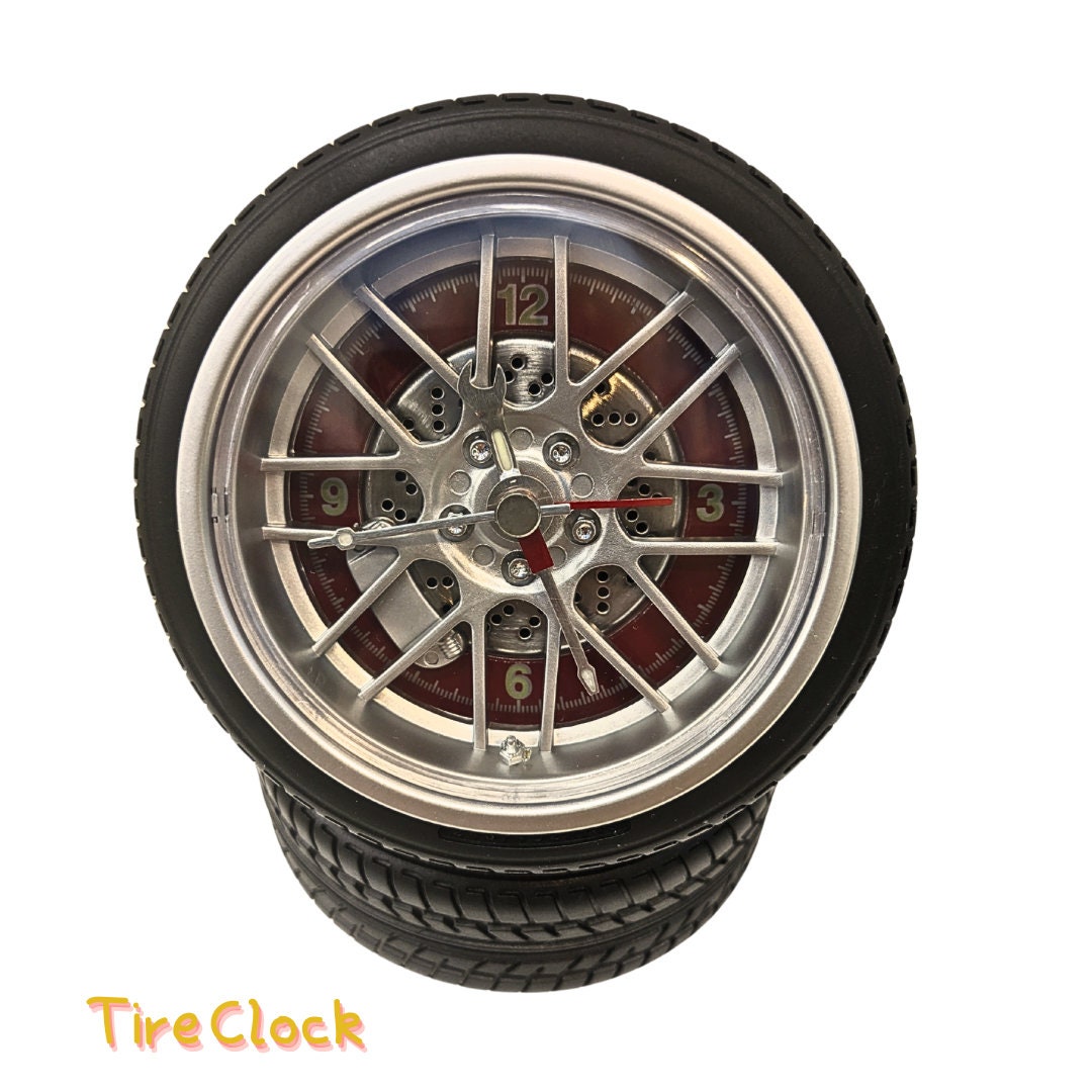 Vintage Tire Clock With 2-double Tires Wrench & Screwdriver Hands. Desk ...