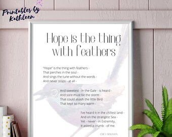 Emily Dickinson Quote hope is the Thing With Feathers 8x10 DOWNLOADABLE ...