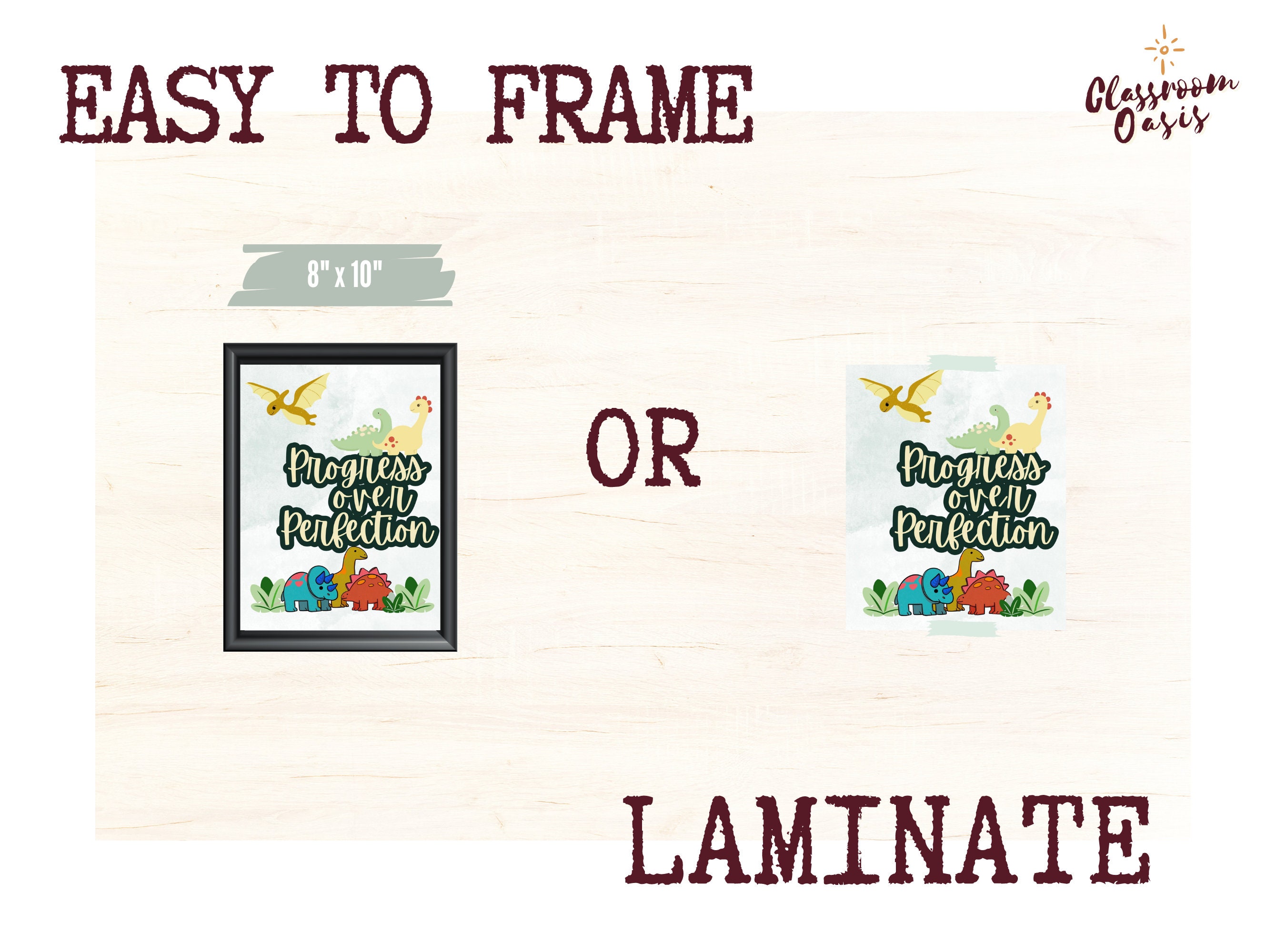 Progress Over Perfection Dinosaur Classroom Decor; Growth Mindset ...