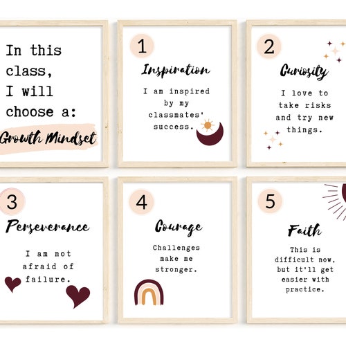 Boho Retro Classroom Decor Growth Mindset Poster - Etsy